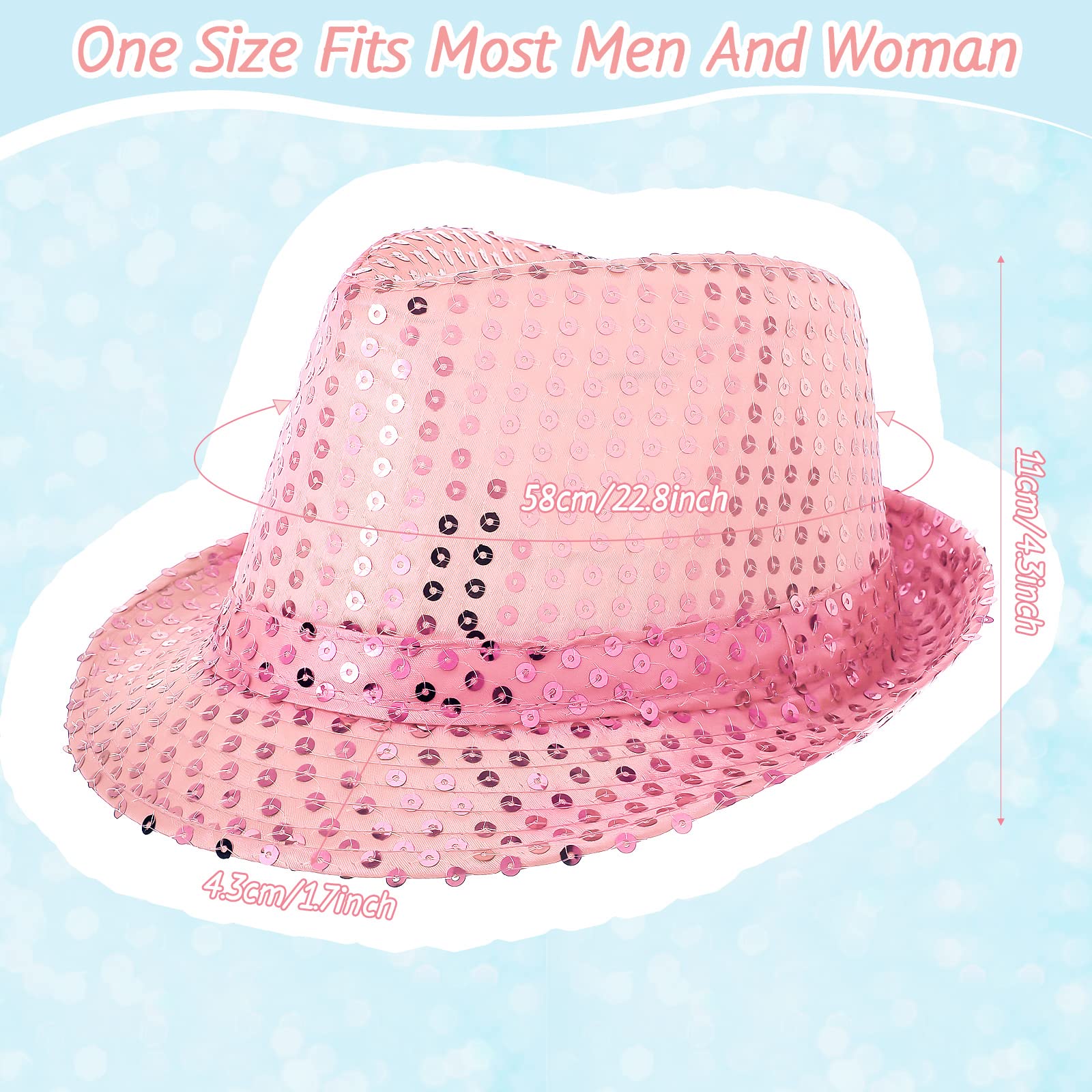 12 Pieces Western Sequin Hat Glitter Sequin Hat Solid Color Dance Hat Retro Disco Cap Unisex Costume Cap for Women Men Party Props Supplies