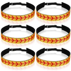 6 pieces elastic baseball headbands - no slip, adjustable hair accessories for sports, workout, and teen girls