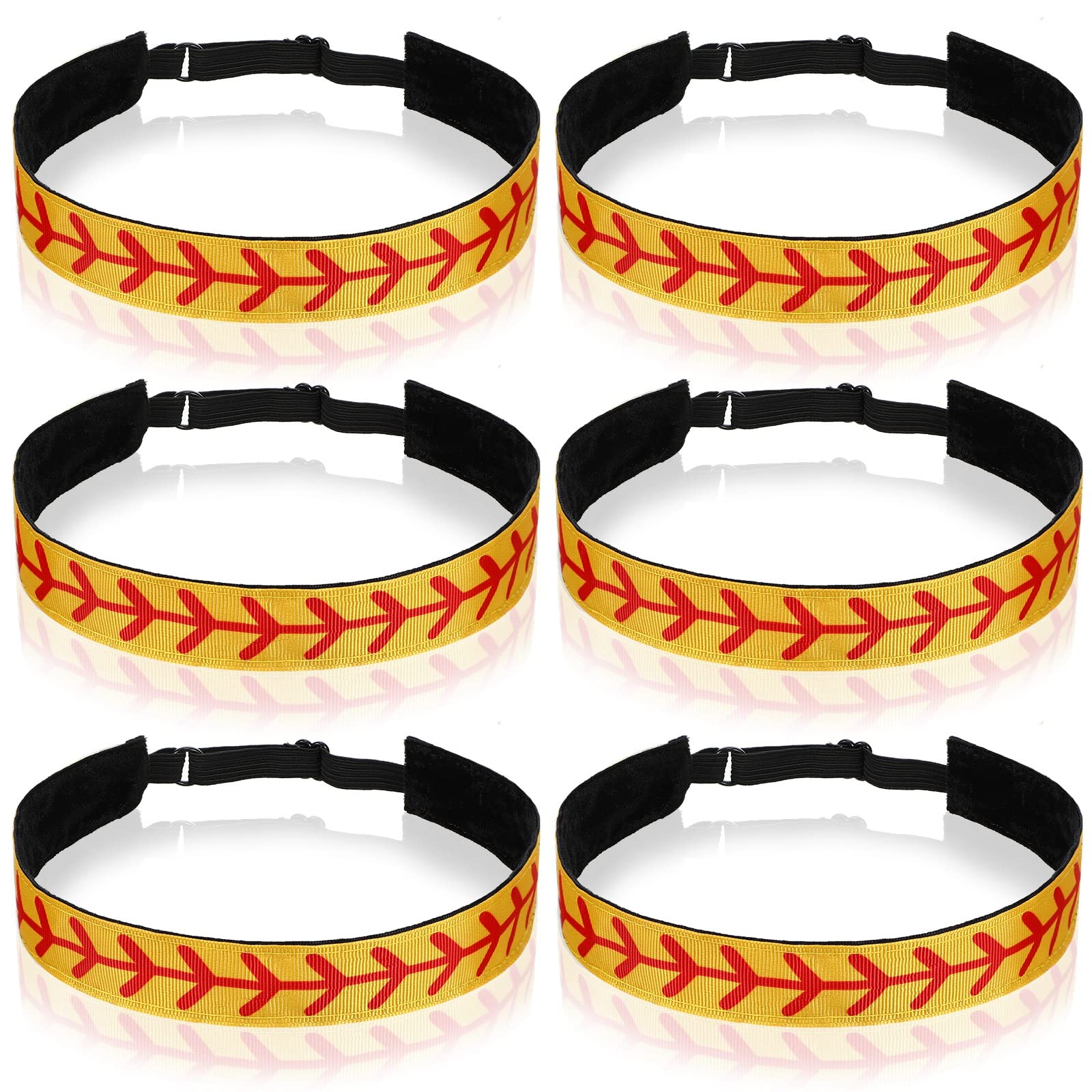 6 Pieces Elastic Baseball Headbands - No Slip, Adjustable Hair Accessories for Sports, Workout, and Teen Girls