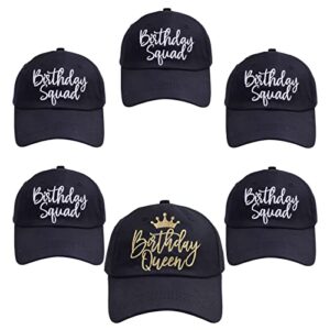 6 pack birthday party hats funny birthday queen squad embroidery adjustable black baseball cap for women