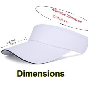 VOVCIG Adjustable Empty Top Sun Hat White Visors for Women Beach Sports Sun Hat Men Women Sun Sports Visor Hat (White)