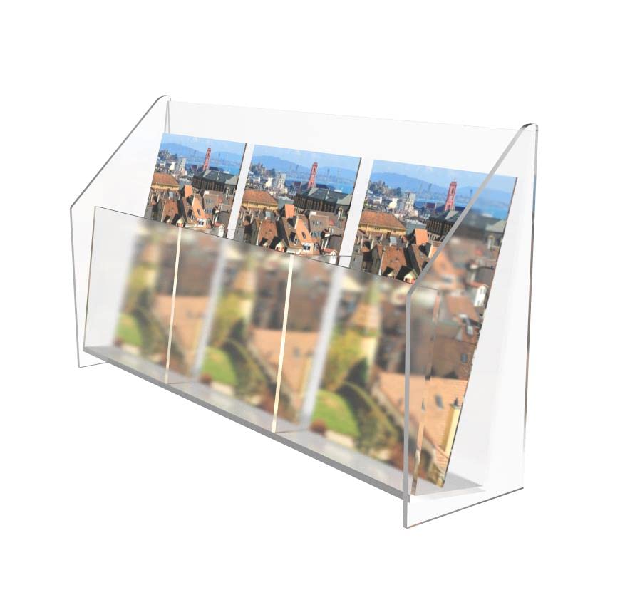 FixtureDisplays® 4 X 6 Post Card Greeting Card Notebook Display Slot Width 4.3" Clear Countertop 10853-CARD-NPF