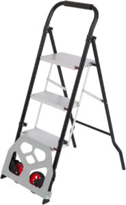 leadallway 3 step ladder dolly cart 2-in-1 portable no-slip folding step stool