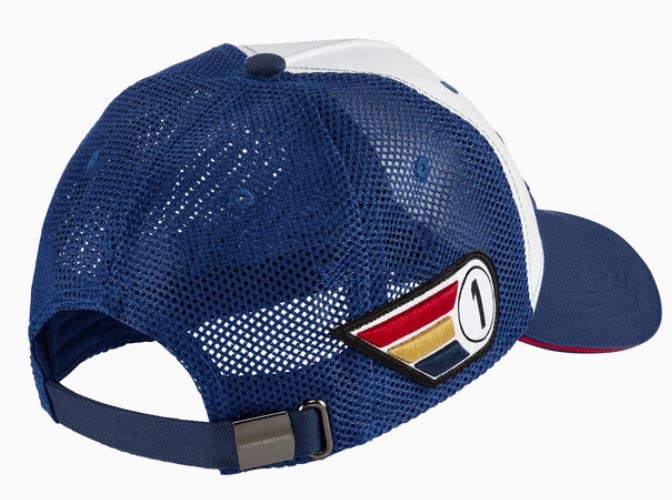 Porsche Racing Collection Baseball Cap 5-Panel Trucker Hat Blue and White Racing Apparel