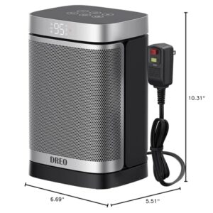 Dreo Space Heater for Bathroom and Indoor, Portable Heater, 1500W Safe and Quiet PTC Ceramic Heater, 40-95°F Digital Thermostat, 70°Oscillating, Remote, ALCI Safety Plug, 12h Timer, 5 Modes