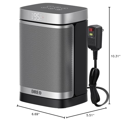 Dreo Space Heater for Bathroom and Indoor, Portable Heater, 1500W Safe and Quiet PTC Ceramic Heater, 40-95°F Digital Thermostat, 70°Oscillating, Remote, ALCI Safety Plug, 12h Timer, 5 Modes