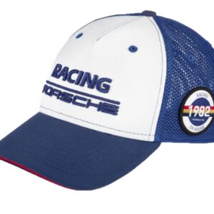 Porsche Racing Collection Baseball Cap 5-Panel Trucker Hat Blue and White Racing Apparel