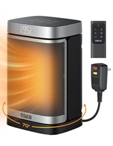 dreo space heater for bathroom and indoor, portable heater, 1500w safe and quiet ptc ceramic heater, 40-95°f digital thermostat, 70°oscillating, remote, alci safety plug, 12h timer, 5 modes