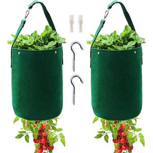 betereap upside-down tomato grow bag - 2-pack widen planting holes 400g heavy duty easy installation durable hanging tomato planter for small spaces with carabiner clip design