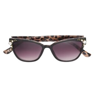 Betsey Johnson Womens Crystal Queen Sunglasses Sunglasses, Black/Leopard, 53mm US