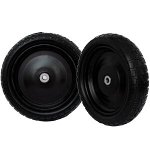 13” flat-free tires for cart,solid polyurethane wheels for hand truck garden cart trolleys,with 5/8” axle 2.16” offset hub 3.15” tire width 600 lbs capacity, 2pack