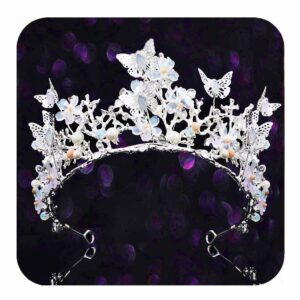 kilshye silver crown butterfly rhinestone tiara bridal wedding crown queen costmue prom headpiece for women and girls (silver)