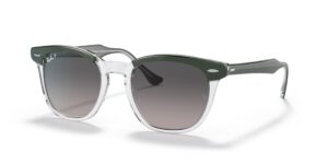 ray-ban unisex sunglasses green on transparent frame, grey lenses, 52mm