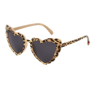 betsey johnson women's queen of hearts sunglasses heartshape, beige/brown leopard, 53mm