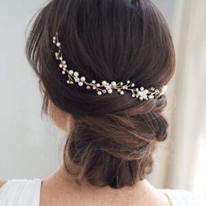 JAKAWIN Bride Rhinestone Wedding Hair Piece Crystal Flower Hair Vine Pearl Bridal Hair Accessories for Women and Girls HV176 (1 Silver)