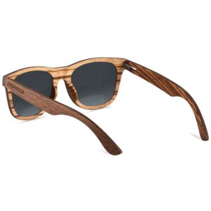 ANDWOOD Wood Sunglasses Polarized for Men Women UV Protection Wooden Sun Glasses Bamboo Shades Walnut Black Handmade