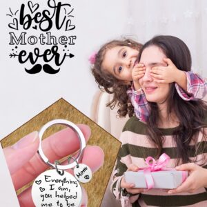 Mothers Day Keychain from Daughter, Mom Keychain Gift for Birthday Christmas - Everything I am You Helped Me to be