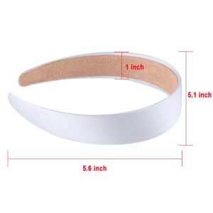 SIQUK 16 Pieces Satin Headbands White Headband 1 Inch Satin Hard Headbands DIY Hair Headbands for Women