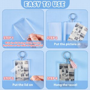 Henoyso Rectangle Acrylic Keychain Blanks Acrylic Photo Keychain Picture Frame Keychain with Tassels, 2 x 3 Inch(24 Sets)