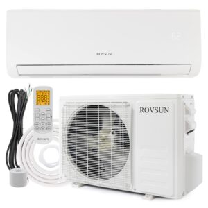 rovsun 18,000 btu ductless mini split ac/heating system, 230v / 19 seer split-system wall air conditioner pre-charged inverter heat pump with 16ft installation kit (1 set)