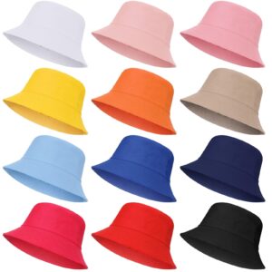 zhanmai 24 pack bucket hat for women summer travel beach hats packable outdoor fishing hats unisex fisherman cap headwear for men women, colorful