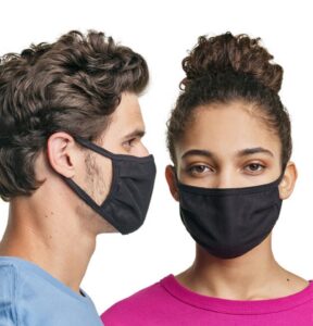 airqueen [10 masks] hane's men's and women's soft 3-ply 100% cotton washable and reusable face masks with adjustable nosepiece,one size fits most.(black)