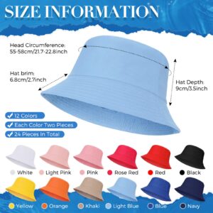 Zhanmai 24 Pack Bucket Hat for Women Summer Travel Beach Hats Packable Outdoor Fishing Hats Unisex Fisherman Cap Headwear for Men Women, Colorful