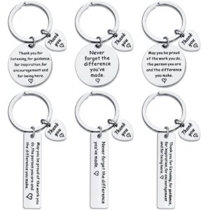 12 pieces thank you gifts appreciation keychain make a difference keychain inspirational stainless steel appreciation keyrings gifts for women volunteer teacher employee social worker(silver)