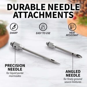 Zulay Kitchen Stainless Steel Turkey Baster for Cooking - Food Grade Metal Turkey Baster Syringe & Silicone Suction Bulb - Turkey Baster Large Size - Includes 2 Detachable Needles and Cleaning Brush