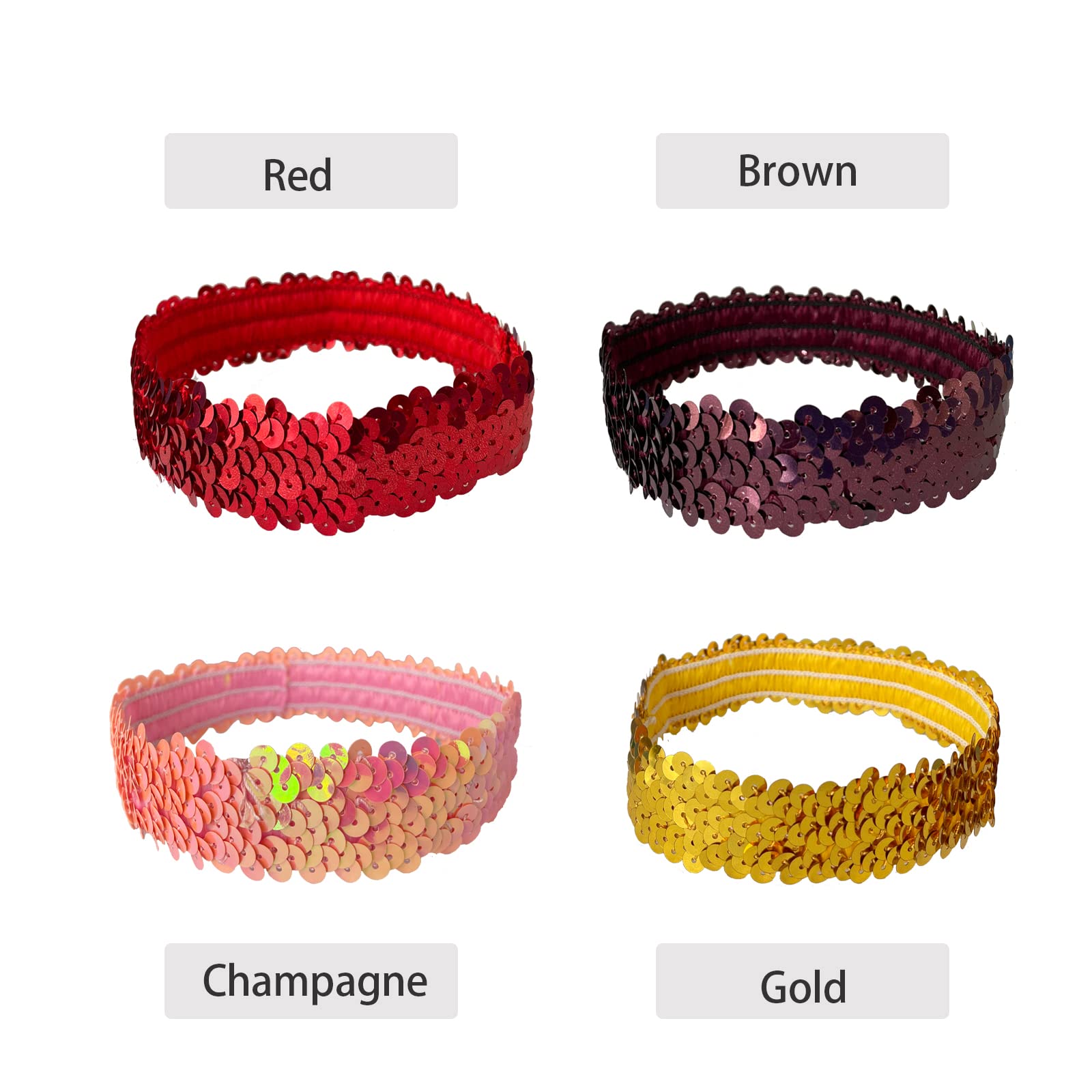 WEBGGER 12 Pack Sequin Headbands Elastic Stretch Sparkly Fashion Headband for Teens Girls Women Hairband Sport Head Band Party Favors Muticolored