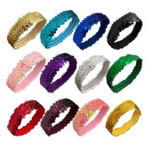 webgger 12 pack sequin headbands elastic stretch sparkly fashion headband for teens girls women hairband sport head band party favors muticolored