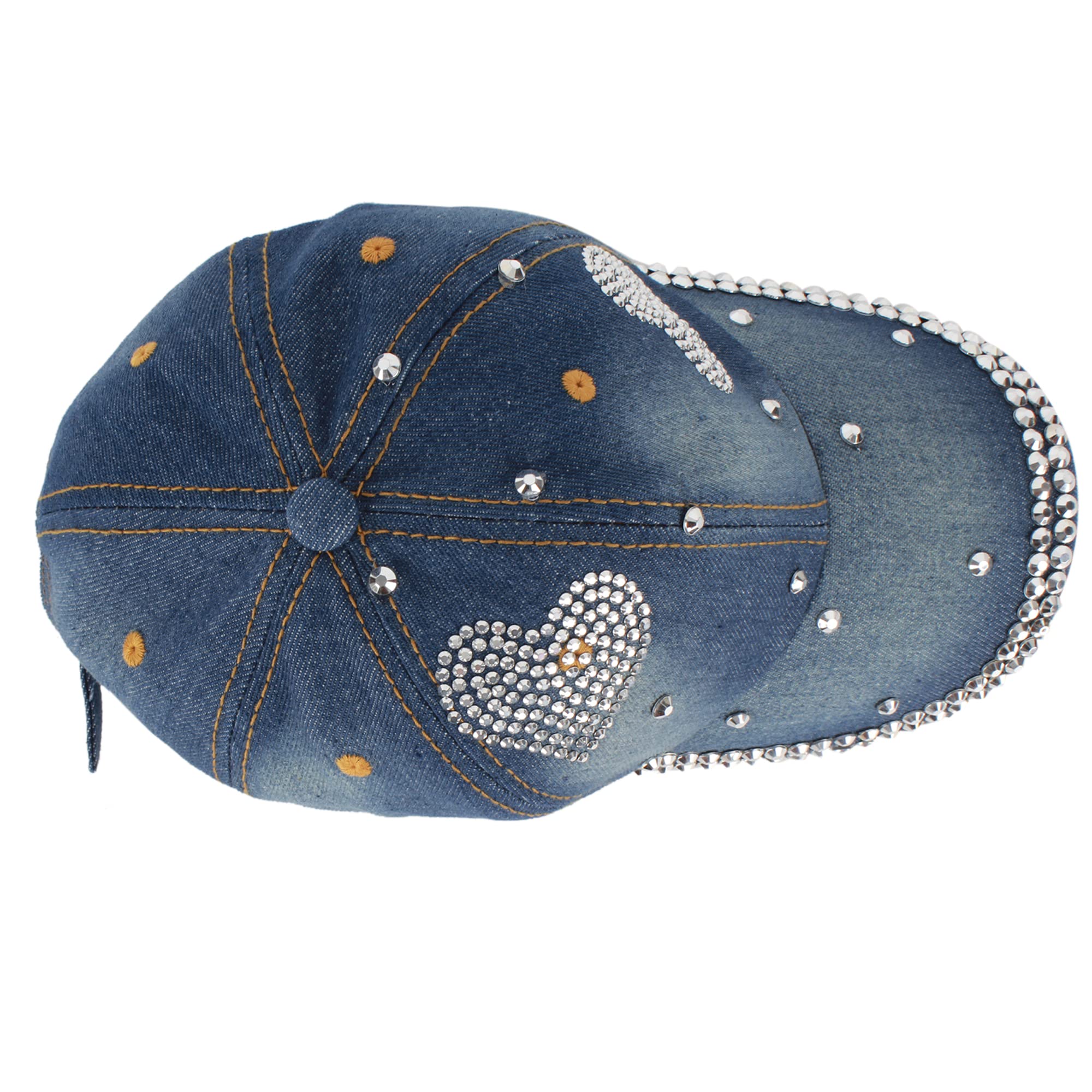 Hoce Fashion Rhinestone Denim Baseball Cap Studded Bling Hat for Women