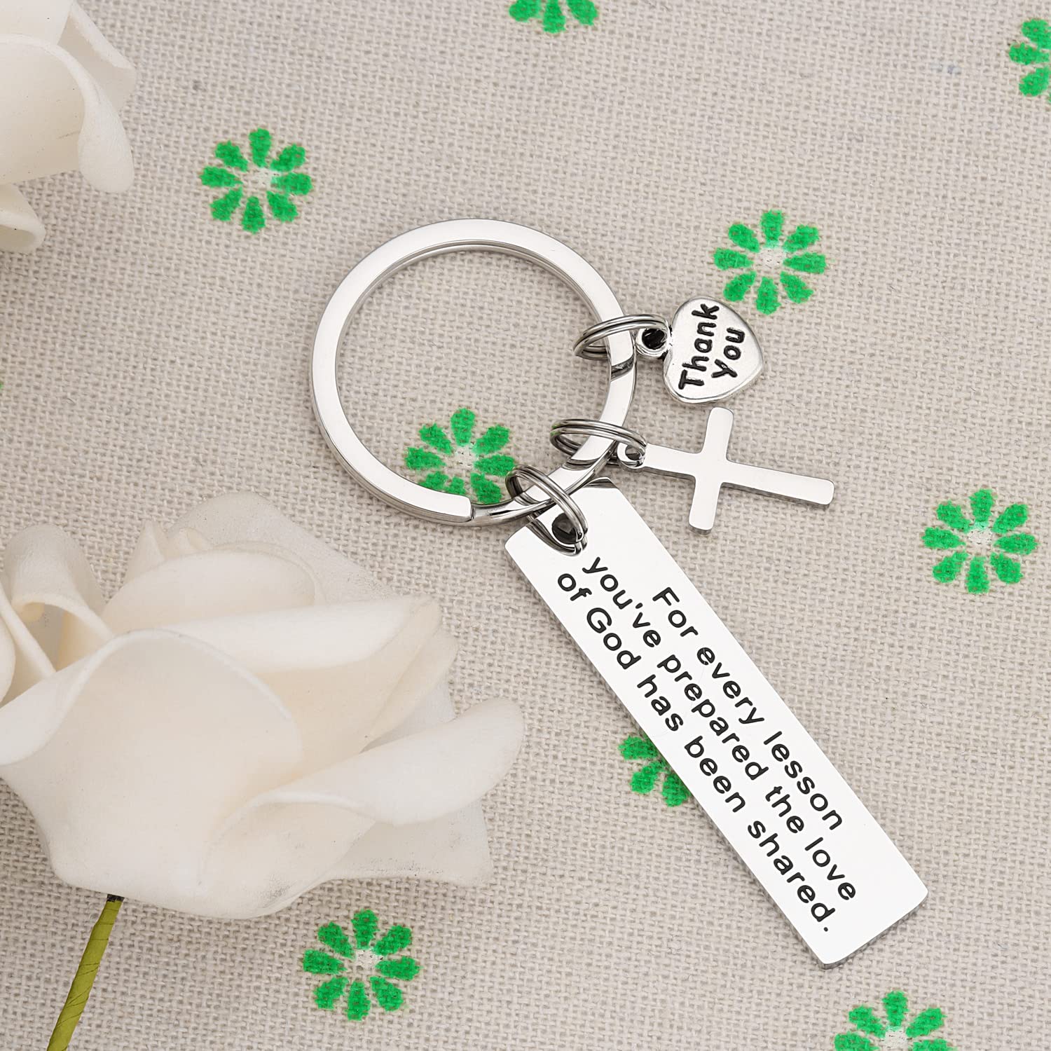 AHAETH Sunday School Teacher Gifts for Christmas Women Men Christian Gift for Woman Teachers Appreciation Jewelry Sunday School Keychain