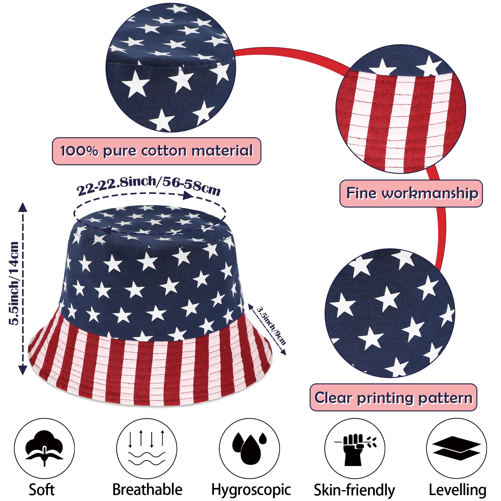 RainFlowwer American Flag Bucket hat, My Independences Days Hats, Sun Hats for Adult Golf Hats Trendy Beach Cap