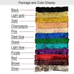 WEBGGER 12 Pack Sequin Headbands Elastic Stretch Sparkly Fashion Headband for Teens Girls Women Hairband Sport Head Band Party Favors Muticolored