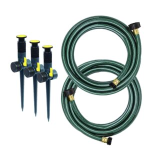 melnor 65191amz adjustable spike set sprinkler bundle, green, yellow