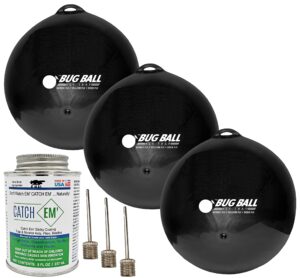 bug ball starter kit, 3 pack - yellow fly, horse fly, deer fly, and greenhead fly trap