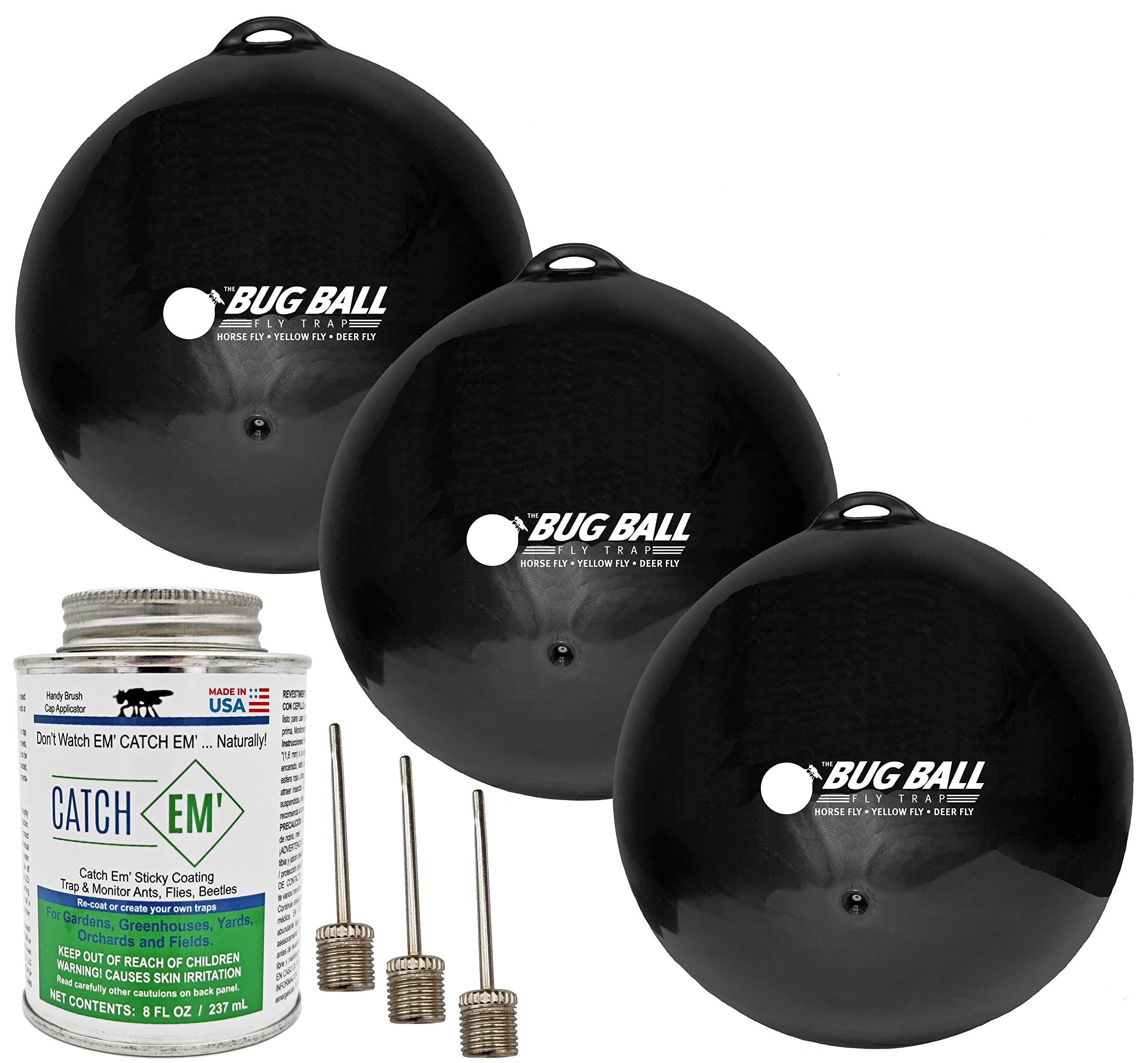 Bug Ball Starter Kit, 3 Pack - Yellow Fly, Horse Fly, Deer Fly, and Greenhead Fly Trap