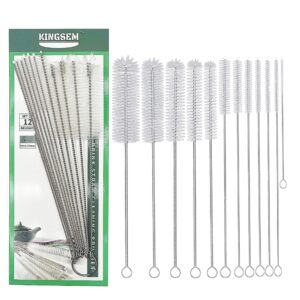 kingsem 12 pcs straw cleaner brush kit with 2mm-25mm /6.5-10 inch for tube and pipe.tumbler, sippy cup, bottle with straw,hummingbird feeders and drinking straw, brushes for cleaning tanks