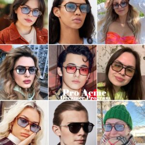 Pro Acme Square Aviator Trendy Sunglasses for Women Men Vintage 70s Flat Pilot Tinted Glasses UV400 Protection(Leopard Frame | Blue Lens)