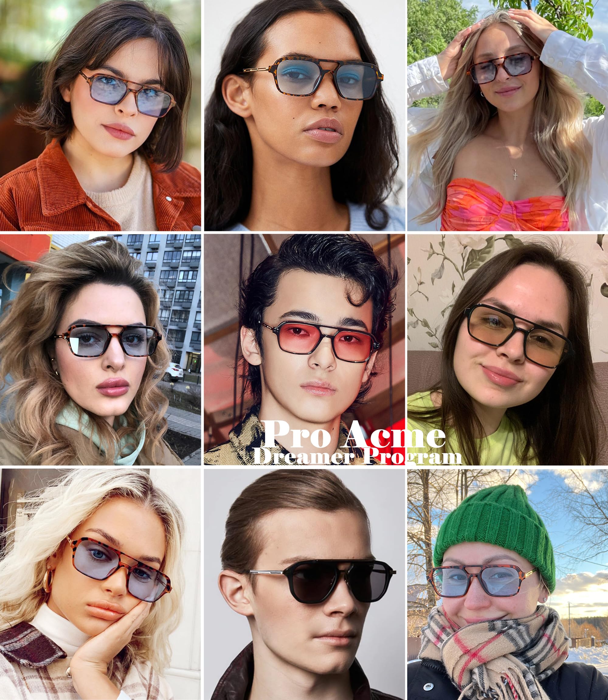 Pro Acme Square Aviator Trendy Sunglasses for Women Men Vintage 70s Flat Pilot Tinted Glasses UV400 Protection(Leopard Frame | Blue Lens)