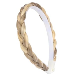 diguan headband synthetic hair plaited headband braid braided without teeth hair band accessories for women girl wide 0.6 inch (buttered toast)