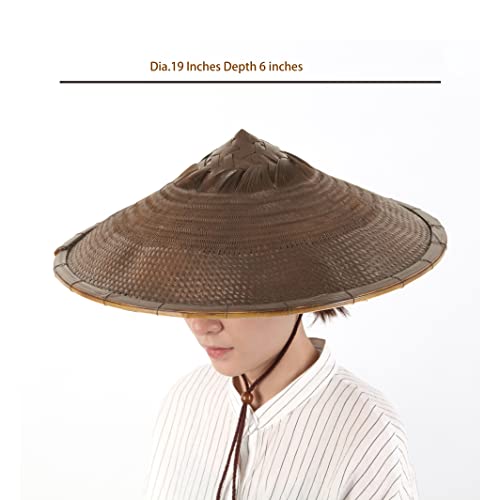 xihexi Handmade Bamboo Sun Hat Straw Hat Dia.19 Inches Depth 5 inches (brown)