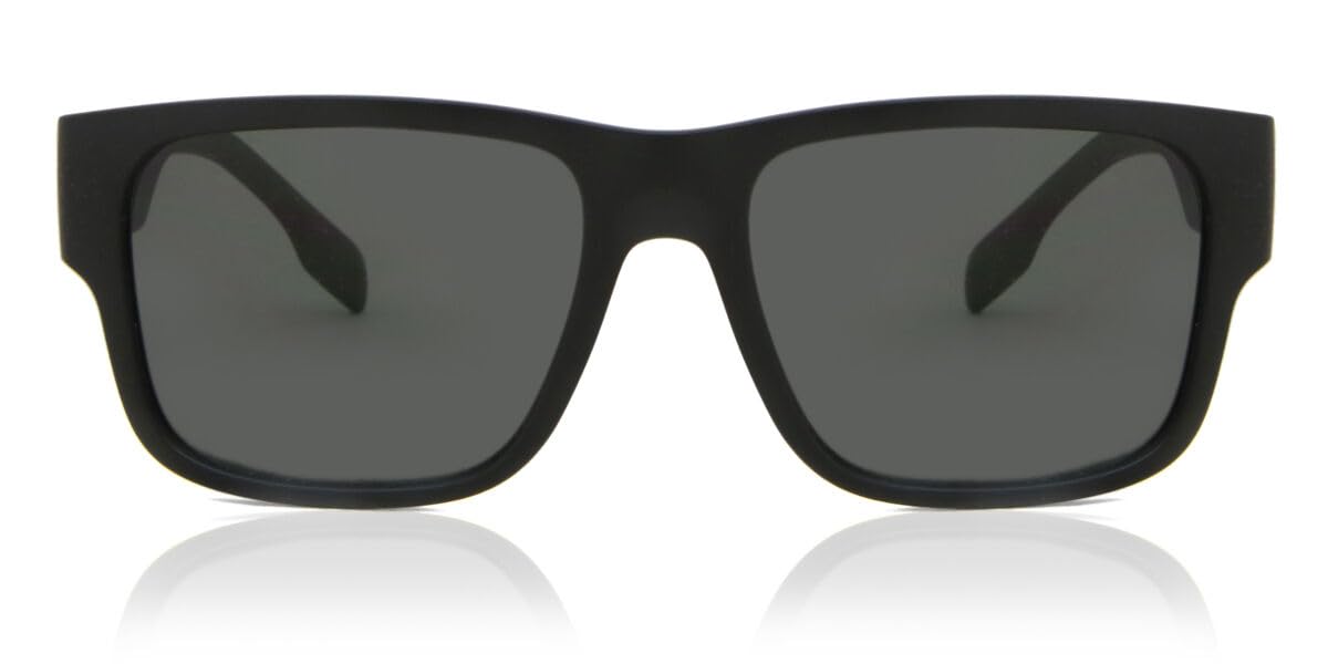 BURBERRY BE 4358 346487 Matte Black Injected Square Sunglasses Dark Grey Solid Color Lens