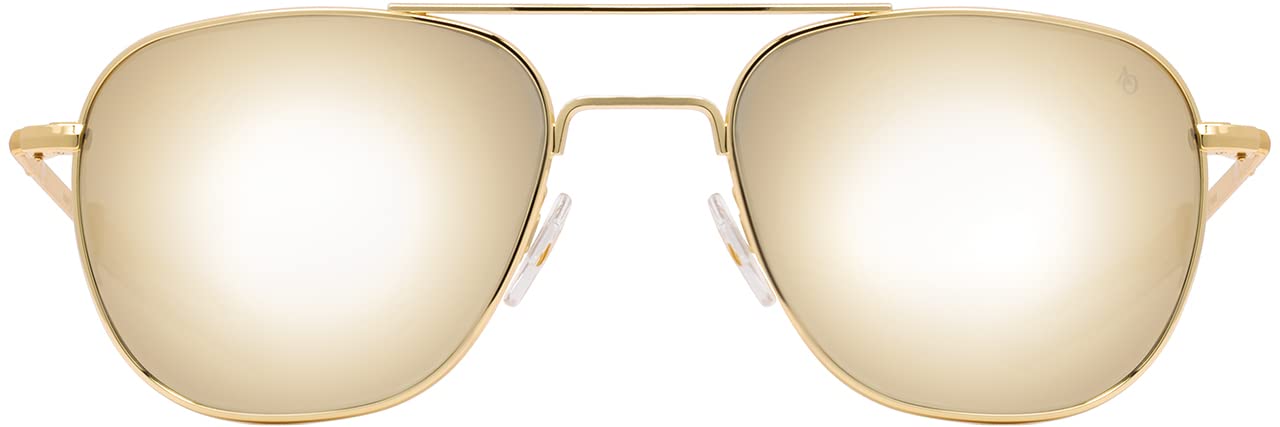 AO Original Pilot Sunglasses - Gold - SunFlash Gold Mirror AOLite Nylon Lenses - Bayonet Temple - 52-20-140