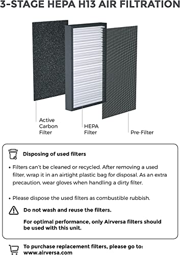 True HEPA Replacement Filter Set (99.97%) for Airversa AP2 Purelle