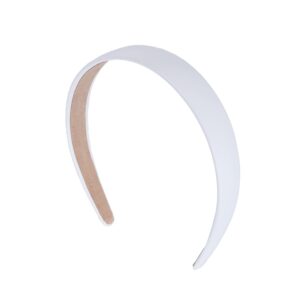 motique accessories 1 inch vegan leather headband for women and girls (white)