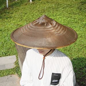 xihexi Handmade Bamboo Sun Hat Straw Hat Dia.19 Inches Depth 5 inches (brown)