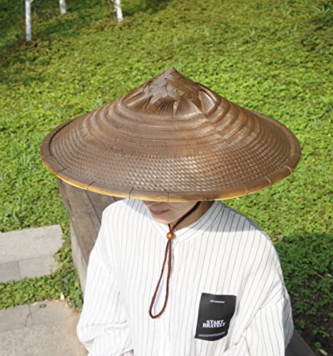 xihexi Handmade Bamboo Sun Hat Straw Hat Dia.19 Inches Depth 5 inches (brown)