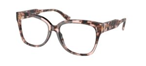 michael kors eyewear women's mk4091 palawan square prescription eyewear frames, pink tortoise/demo lens, 54 mm